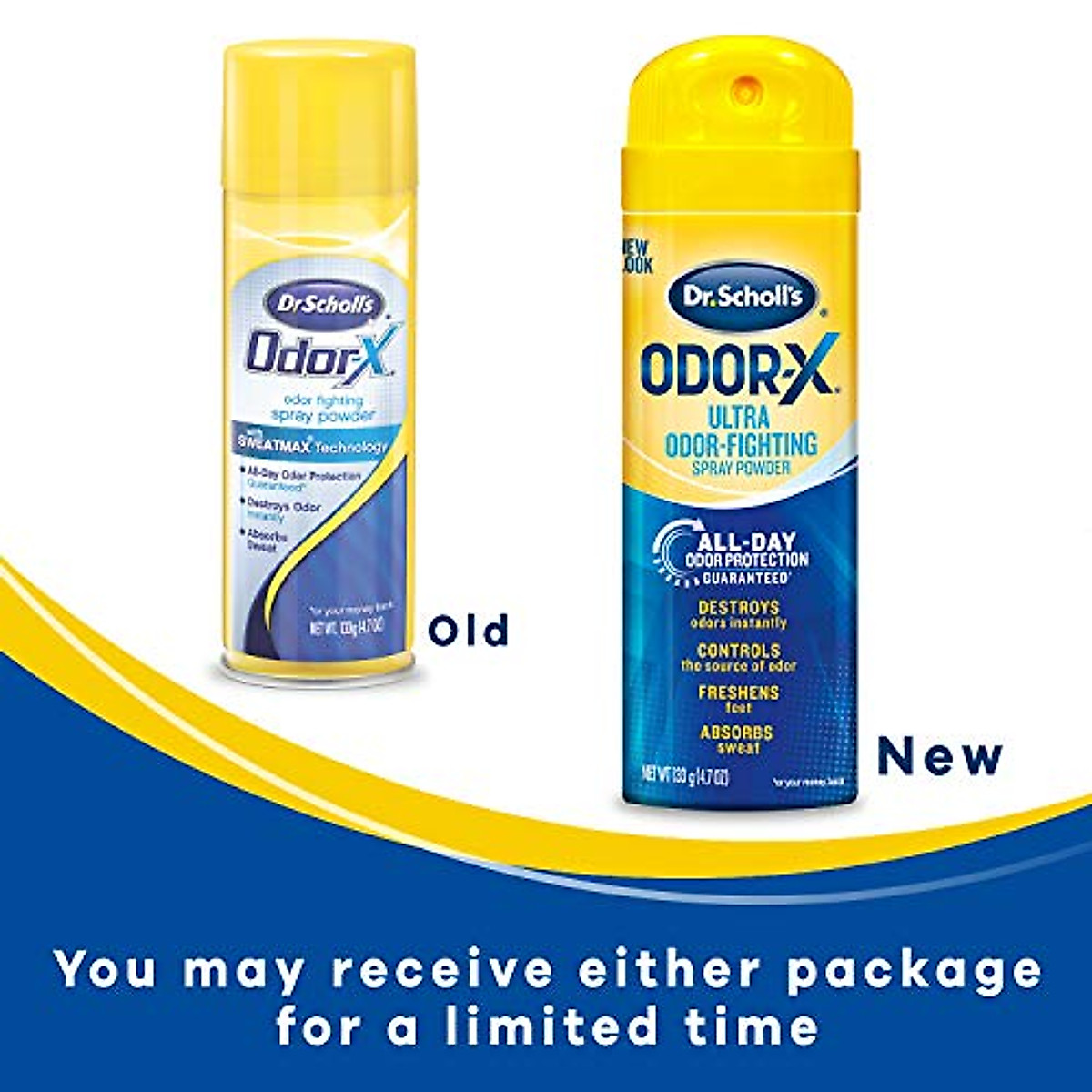 Dr. Scholl’s Odor-X ODOR-FIGHTING Spray-Powder // All-Day Odor Protection and Sweat Absorption - Packaging May Vary