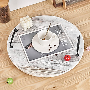 Wooden Lazy Susan for Table Turntable Organizer 18 Inch Large Lazy Susan Whitewashed Wood Serving Tray for Pantry Cabinet Countertop Round Spins Balanced Pine Spice Rack for Kitchen Essentials Storage