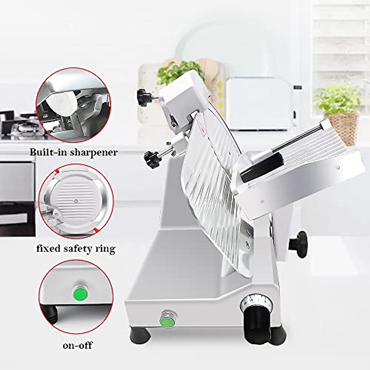 Meat Slicer,10" Premium Steel Blade Home and for Commercial Meat Slicer Stainless Steel Semi-Auto bread slicer, Cheese Food Electric Deli Slicer.