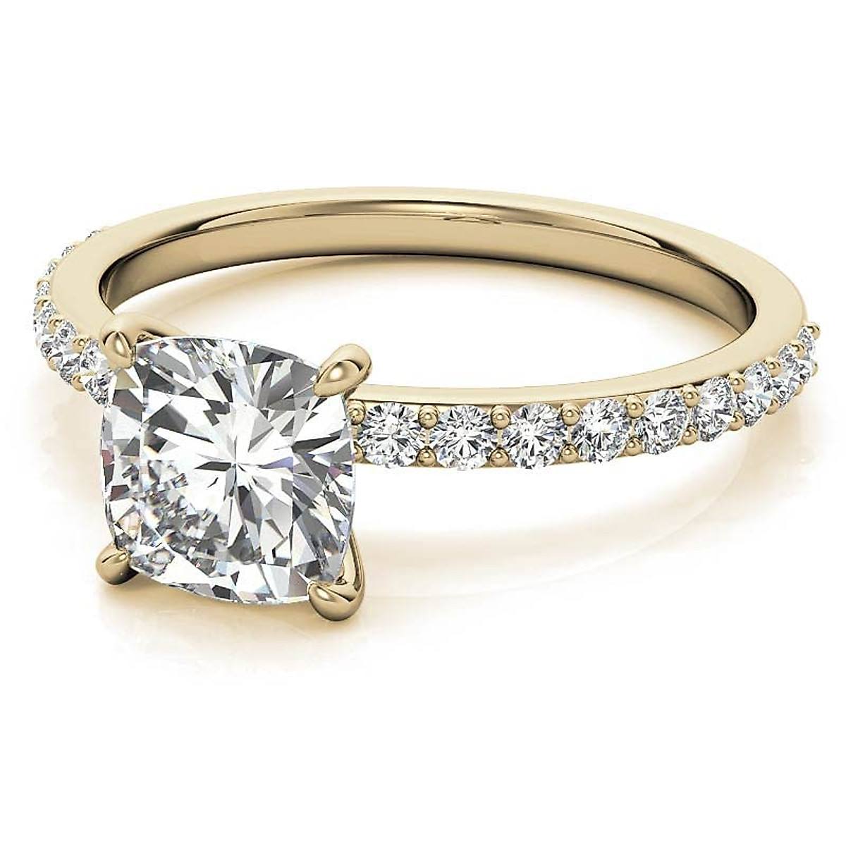 10K Solid Yellow Gold Handmade Engagement Ring 1 CT Cushion Cut Moissanite Diamond Solitaire Wedding/Bridal Ring for Women/Her Anniversary Ring Set (4)