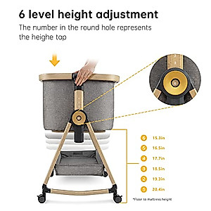 Maydolly Baby Bedside Sleeper, Portable Baby Crib Baby Bed with Breathable Net and Sheet, Adjustable Bassinet for Infants (Grey)