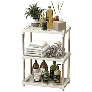 LEAIJIAFY White 3 Tier Bathroom Counter Organizer Standing Shelf with Plastic Mesh Trays and 13MM Metal Tubes,Shelving Unit Vanity Storage Organizer Rack Holder for Countertop,Kitchen,Cabinet