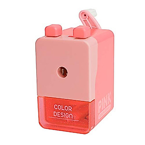 Manual Pencil Sharpener Hand Crank Pencil Sharpener for School,Classroom,Office,Time-Saving and Portable,Kid Friendly(Pink, Manual)