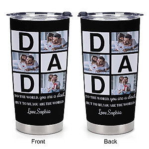 Personalized Picture Travel Tumbler for Dad Gift on Father's Day from Daughter Son Custom Coffee Mug with Text Photo Cup