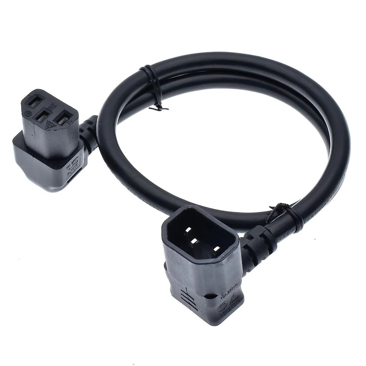 Toptekits 5ft/150cm C14 to C13 PDU Power Supply Extension Cord,90-Degree Down Angle IEC 320 C14 to 90-Degree Down Angle IEC 320 C13 Power Plug Converter Adapter Cable Cord (5ft/1.5m)