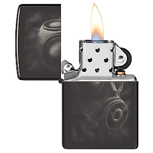 Zippo Gas Mask Design High Polish Black Pocket Lighter