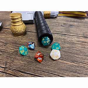 MunnyGrubbers - Axe Dice Holder & Dice Tray with Health Tracker - (Random 7PCS D20 Dice Set Included) - Tabletop Roleplaying Game - Dice Storage - Dice Roller - DND - Dungeons and Dragons - (Silver)