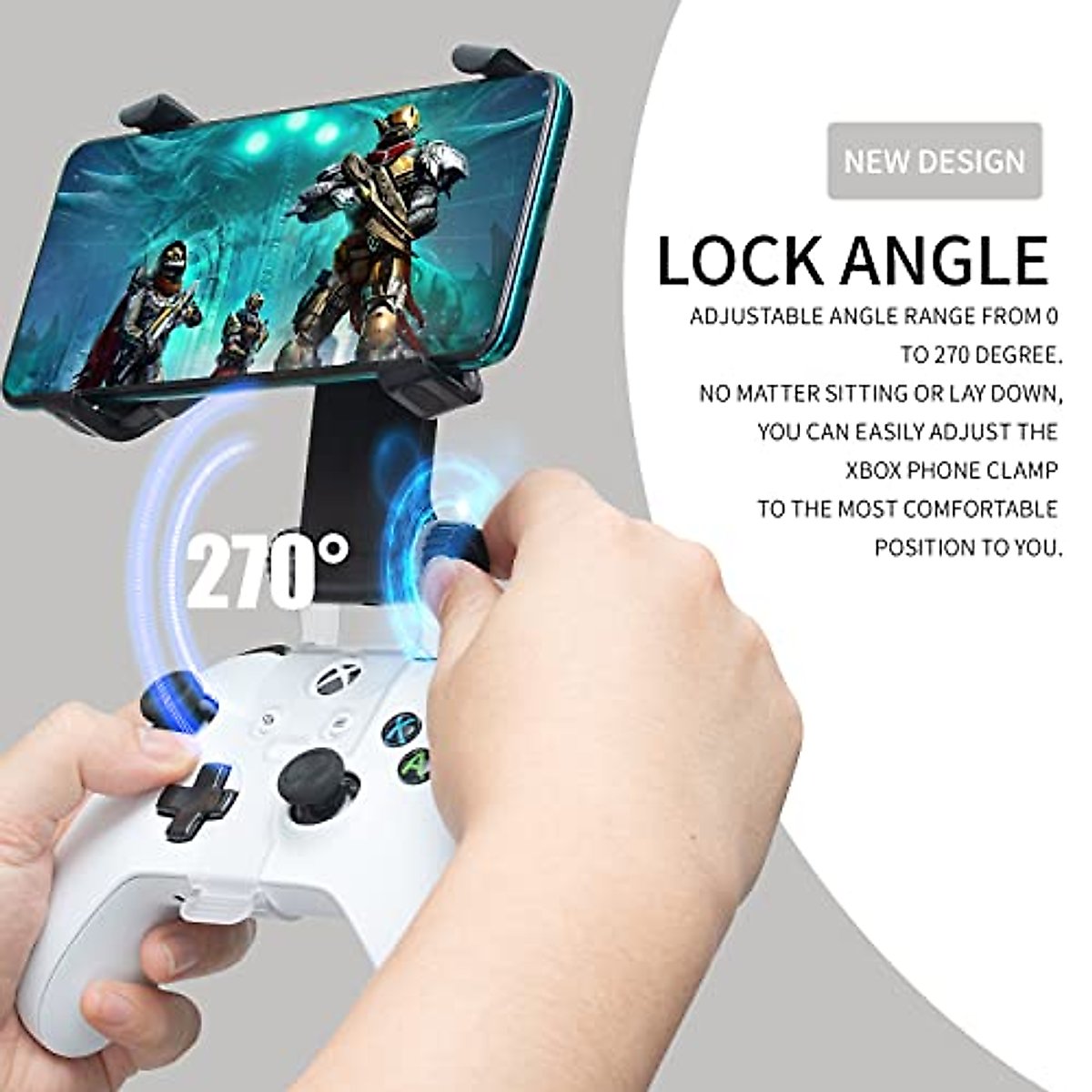ECHZOVE Xbox Series X Controller Phone Clip, Xbox One Controller Mobile Phone Mount Adjustable Phone Holder Clamp for Xbox Series S/X, Xbox One S/X, Xbox One Controllers
