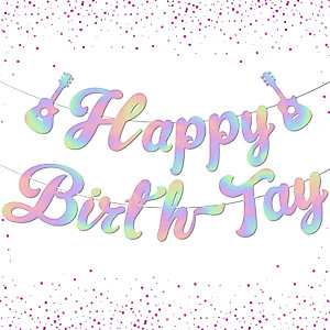 Birthday Decorations Happy Birth-Tay Banner, NO-DIY Birthday Banner, Glitter Laser Happy Birth-Tay Decorations for Girl Boys Birthday Party