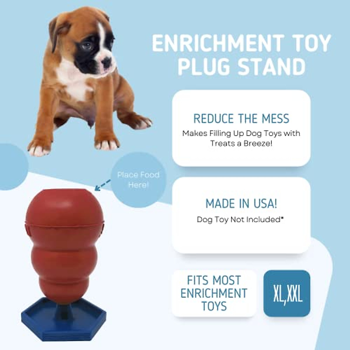 Freezer Holder & Packing Stand Compatible with Kong Dog Toys & Other Enrichment Toys | Enrichment Prep Stopper Stand Accessory for Dogs | Made in USA (Blue XL, XXL)