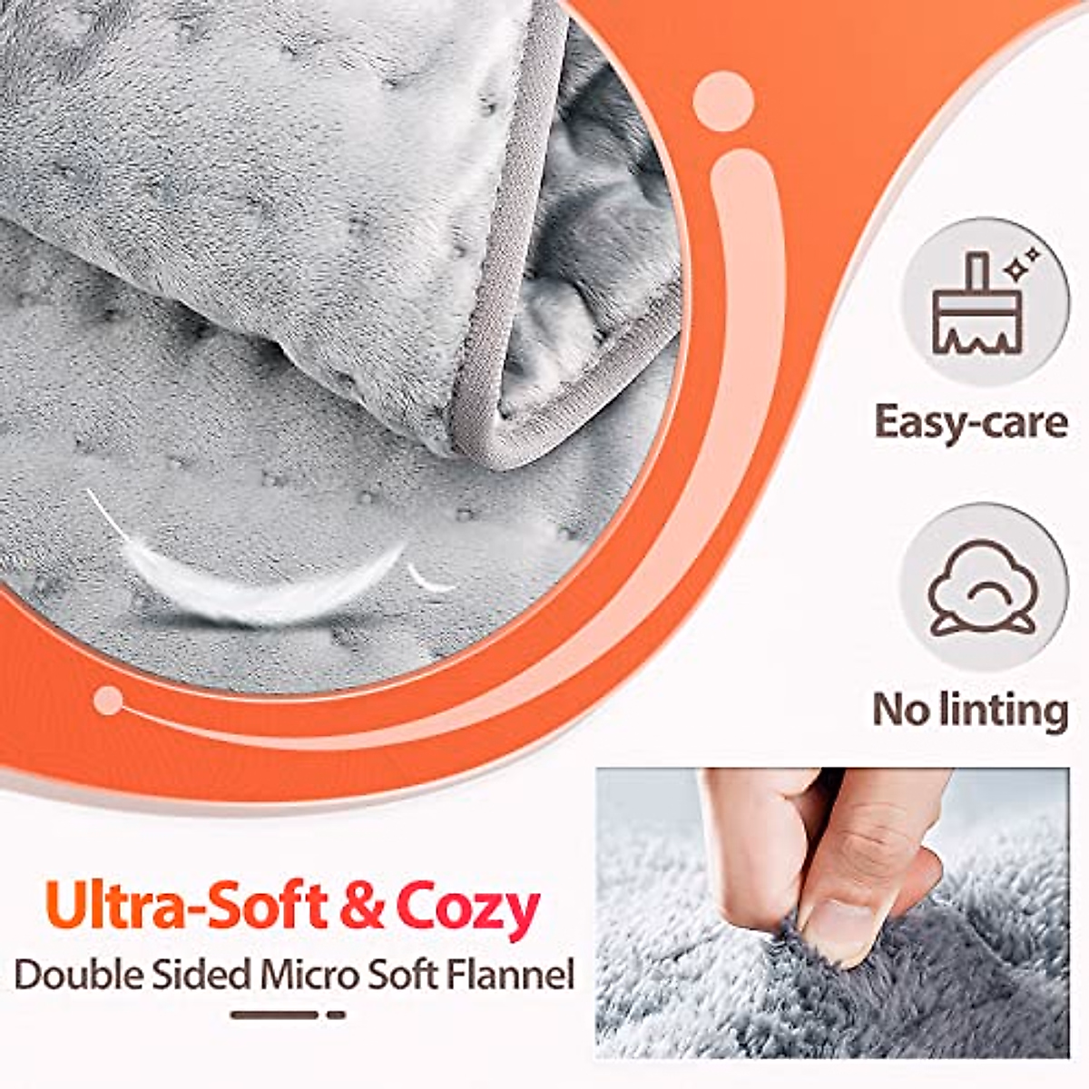 Heating Pad, 10 Heat Settings & 3 Timer Settings with Auto Off, Wet & Dry Heat Therapy Electric Heating Pad, Relieves Back, Neck, Shoulder & Abdominal Pain Heat Pad, Machine Washable, 12" x 24"(Grey)