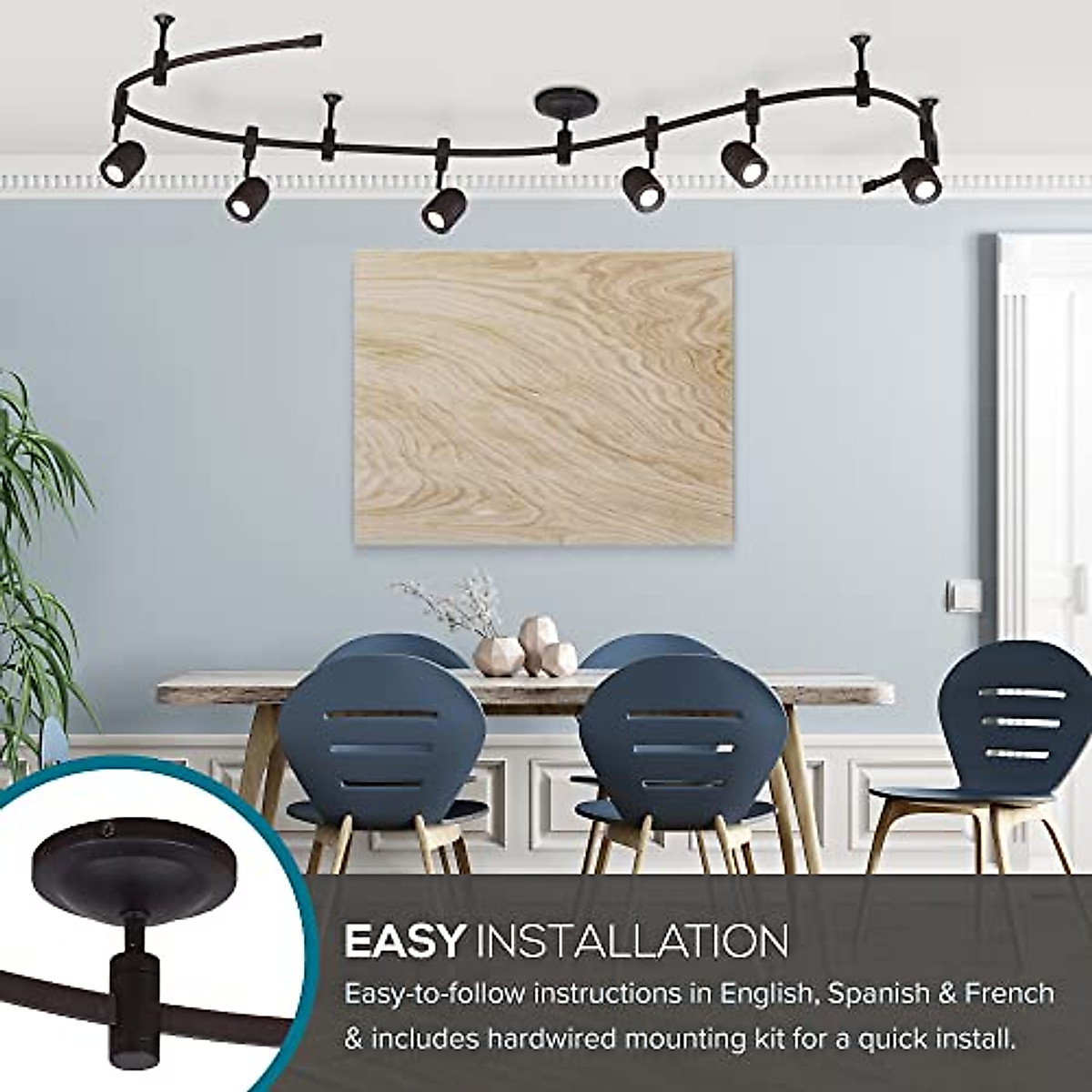 Catalina Lighting 96" Transitional 6-Light Integrated LED Flex Track Ceiling Light, Oil Rubbed Bronze