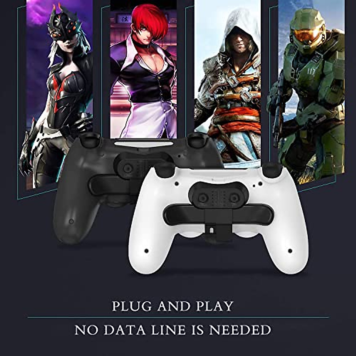 XIGIUINI Paddles for PS4 Controller, Back Button Attachment for PS4, Controller Paddles for ps4, TURBO Function/Memory Function/Plug And Play, PS4 controller accessories