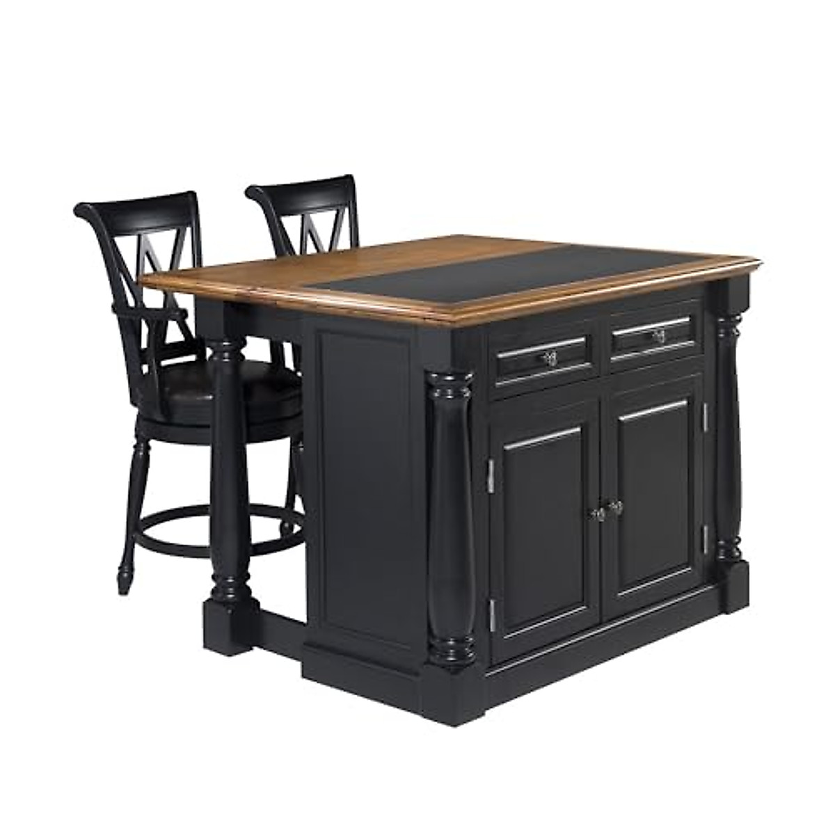 Monarch Black/Distressed Oak Kitchen Island with Granite Top by Home Styles