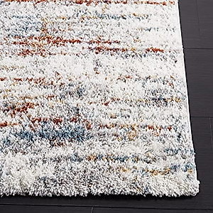 SAFAVIEH Berber Shag Collection Area Rug - 8' x 10', Blue Rust & Ivory, Modern Abstract Design, Non-Shedding & Easy Care, 1.25-inch Thick Ideal for High Traffic Areas in Living Room, Bedroom (BER577A)