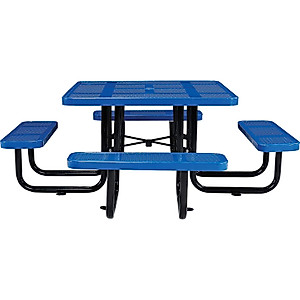 Global Industrial 46" Perforated Square Picnic Table, Blue