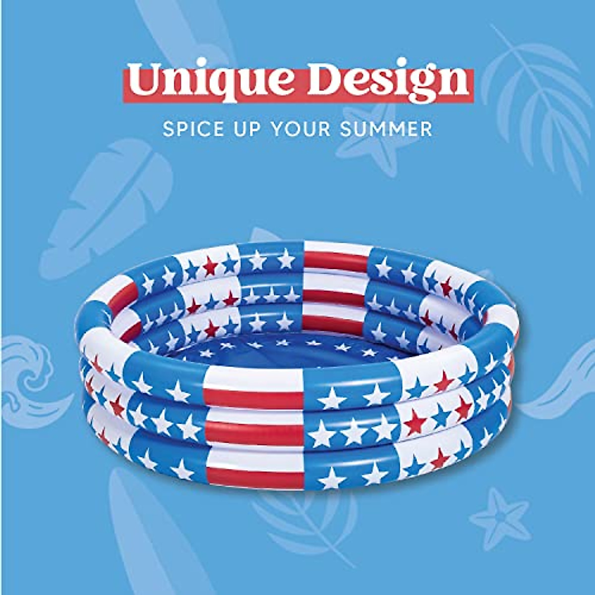 2 Pack 45" X 10" Inflatable Kiddie Pool, Star American Flag Swimming Pool for Kids Toddler Seasonal Merriment, Indoor&Outdoor Water Pool Baby Pool Pit Baby Swimming Pool