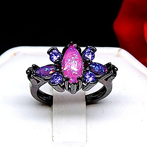 Logan Butterfly Ring for Women by Ginger Lyne | Pink Simulated Fire Opal Purple CZ Promise Ring for Her