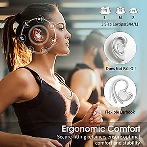 Wireless Earbuds, HiFi Stereo Sport Bluetooth 5.3 Headphones with Earhooks, 48H Deep Bass Headphones with LED Display, Noise Cancelling, IP7 Waterproof Earphones Built-in Mic for Running (White)