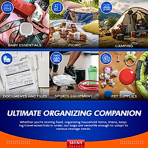 SHINY SELECT [ 12 COUNT ] 5 Gallon Double Zipper Jumbo Bags, 18x24 inches,12 Count Heavy Duty Storage Bag for Clothing, Bedding, Shoes, Pillows, Pet Supplies, Crafts, Books, Magazines, Toys