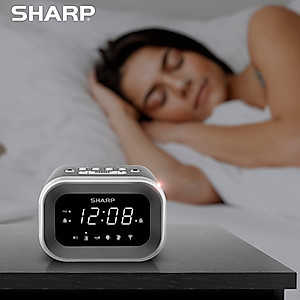 Sharp Big Bang Super Loud Alarm Clock for Heavy Sleepers, 6 Extremely Loud Wake Up Sounds: Rooster, Bugle, Nagging Mom, Jackhammer, Siren, Beep– Up to 115db Volume, Silver/Black with White LED Display