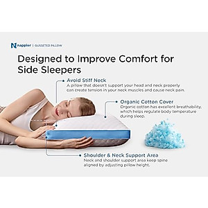 Nappler Side and Back Sleeper Pillow for Neck and Shoulder Pain Relief - Shredded Memory Foam Bed Pillow for Sleeping - 100% Adjustable Fill - King Size - Modal Washable Case. Extra Fill Included
