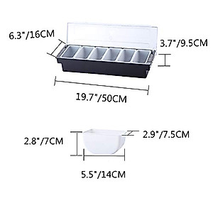Ice Cooled Condiment Serving Container, 6-Tray Iced Cooled Garnish Station Serving Tray with lid for Home Work or Restaurant Salad Platter