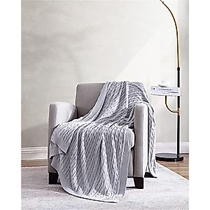The Nesting Company – Oak 100% Cotton Cable Knit 50" x 70" Throw Blanket (Gray)