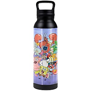 Spongebob OFFICIAL Spongebob Character Group 24 oz Insulated Canteen Water Bottle, Leak Resistant, Vacuum Insulated Stainless Steel with Loop Cap
