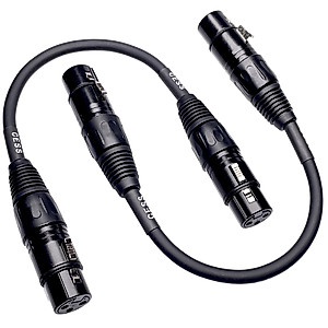 CESS-136 XLR Female to Female 3 Pin Microphone Line/Gender Changer Adapter Cable, 2 Pack
