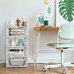 5 Tier Shoes Rack, White Shoe Rack Shelf Wood Storage Free Standing Shoe Organizer Entryway Shoe Tower for Home Living Room Hallway Office