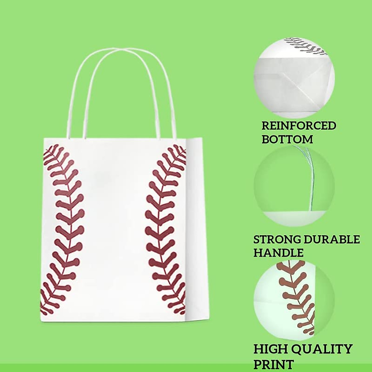 18 Pcs Baseball Party Favors Gift Bags - Baseball Goodie Bags Favors for Kids Adult Team - Baseball Theme Birthday Party decoration bags - Supplies Paper Bag with Handle