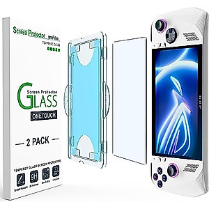 amFilm OneTouch Screen Protector Designed for ASUS ROG Ally Handheld 7 inch 2023 - with Auto Alignment Kit, Bubble Free, Tempered Glass, 2 Pack