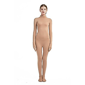 Full Bodysuit Womens Costume Without Hood Spandex Stretch Zentai Unitard Body Suit (Medium, Nude)