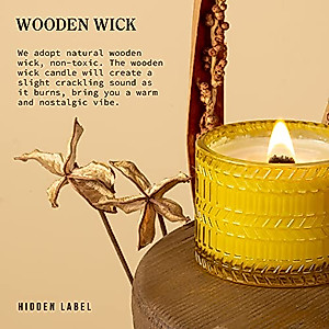 Hidden Label Wild Warm Vanilla Scented Candles, Crackling Wood Wick Soy Candles, Muse Collection 7.4oz Glass Jar Decorative Candles, Candles Gifts for Women