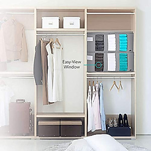 Storage Bags for Clothes - Closet Organizers and Storage for Clothing, Blanket, Comforters, Bed Sheets, Pillows and Toys - Heavy-Duty Fabric | 3 Compartments, 24 x 13 x 12 Inches, (2 Pack) Grey