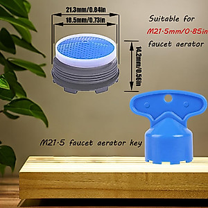 4PCS Faucet Cache Aerator and 1PCS Key, 21.5mm Water Saving Flow Restrictor Set Replacement Parts for Kitchen High Speed Bathroom Sink (1.8GPM)