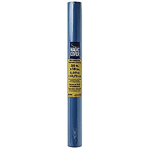 Magic Cover Adhesive Vinyl Paper, Multi-Functional Shelf Liner for Lining Drawers and Shelves, Waterproof and Durable, 18" x 20', Blue