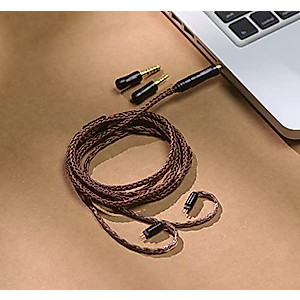 Linsoul Tripowin Amber 32AWG OFC Oxygen Free Cable HiFi IEM Cable with Interchangeable 2.5mm/3.5mm/4.4mm Plug, PVC Sleeve Replacement Cable for Audiophile (2pin, Amber)