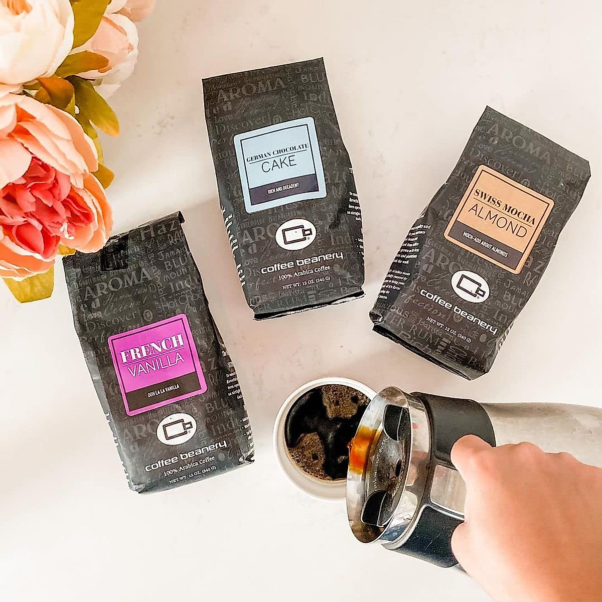 Vanilla Bean Decaf Coffee by Coffee Beanery | 12oz Flavored Decaf Coffee Ground Medium Roast Coffee | 100% Specialty Arabica Coffee Ground | Gourmet Coffee | Flavored Very Fine Ground Coffee Medium Roast