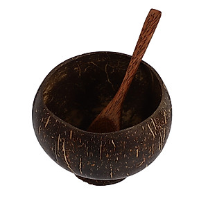 ULTNICE 1 Set Natural Coconut Shell Cups With Spoon Coconut Shell Dessert Ice Cream Serving Bowl Cup Wood Bowls For Parties Catering Restaurantware Coffee