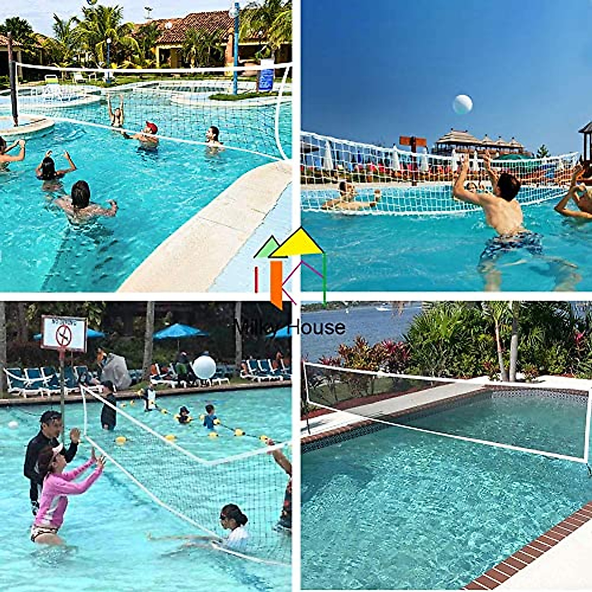 Volleyball Nets, Professional Volleyball Net, Portable Volleyball Replacement Net for Backyard Schoolyard Sports Beach Swimming Pool, Indoor/Outdoor Volleyball Net Set, 32FTX3FT, Poles Not Included