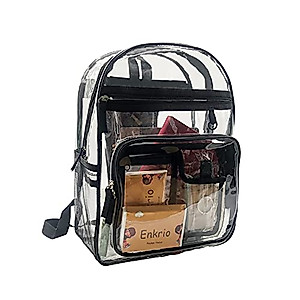 Enkrio Transparent bags Clear Backpack Heavy Duty See Through Backpack Stadium Approved Daypacks for Work Travel