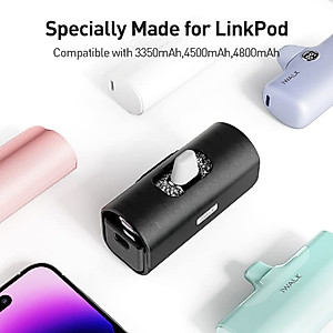 iWALK LinkPod Bag Only for iWALK LinkPod Portable Charger 3350mAh, 4500mAh, 4800mAh Power Bank Case Compatible with iPhone Portable Charger Fashion Accessory(Bag Only), Black
