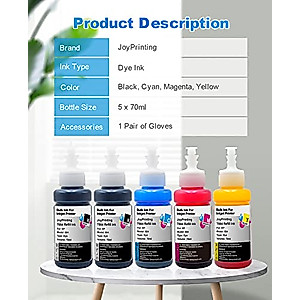 JoyPrinting Epson 664 Ink Refill Bottles Replacement for T664 Ink Work for EcoTank ET-2650 ET-2500 ET-2550 ET-2600 ET-4500 ET-14000 L100 L110 L120 L200 L210 L300 L350 L355 L550 L555 Printers (5 Pack)