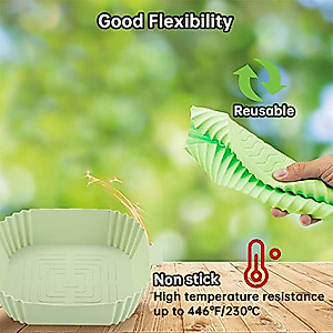 Air Fryer Silicone Liners, Reusable Air Fryer Square Liner, Non-stick Easy Cleaning Air Fryer Silicone Pot 8 Inch for 4 to 7 Qt, Air Fryer Liners for Oven Microwave Accessories(2 Pack)