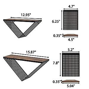 EXYGLO Triangle Floating Wall Mounted Shelves for Plants Storage Bathroom Bedroom Living Room, Set of 2