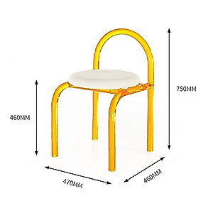 EYCIEROT Acrylic Chair, Vanity Stool, Flannel Seat Cushion, Transparent Lounge Chair, Office Chair, Outdoor Garden Dining Chair,White