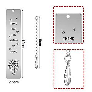 Metal Bookmark with Chain Penta Angel Thank You Teacher Appreciation Gift Book Page Marker for Women Men Instructors Birthday Christmas Valentines Thanksgiving Graduation Presents (Silver)