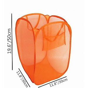 Rectangle Nursery Baskets Baby Clothes Laundry Organizer Mesh Storage Hamper for Toys Children Pop Up Trash Can,Orange